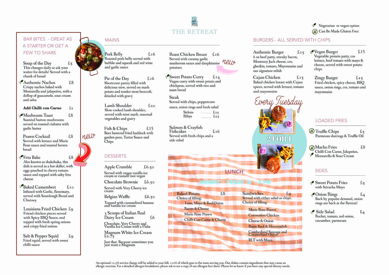 The Retreat Menu - theretreatstaines.co.uk